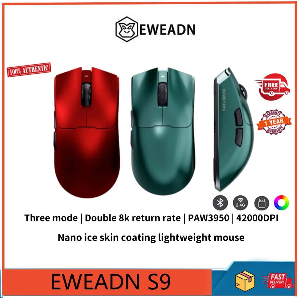 EWEADN S9 three mode wireless game mouse，supports double 8k return rate ...