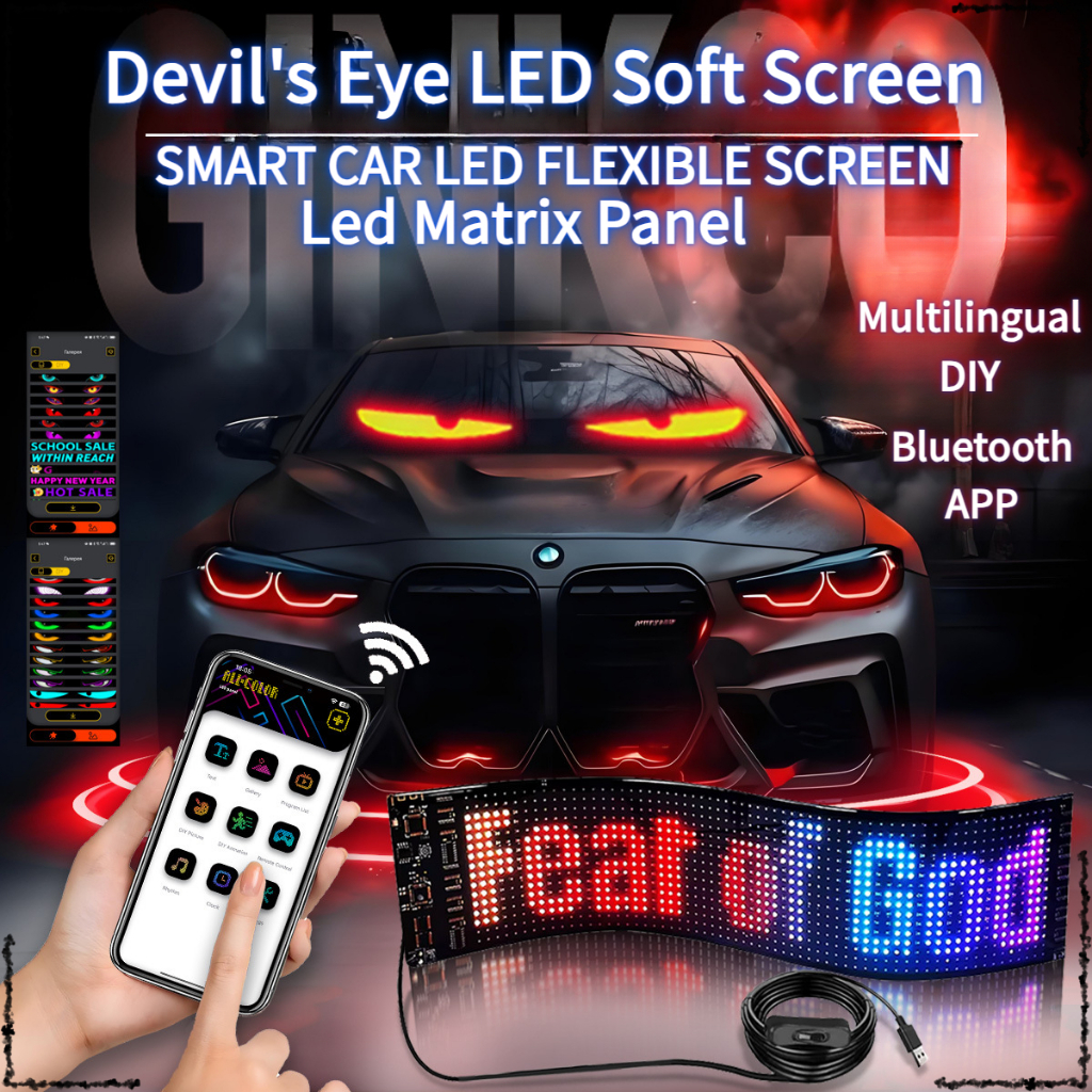 Devil Eye LED Sign Light for Car Truck Demon Eye LED Matrix Pixel Panel ...