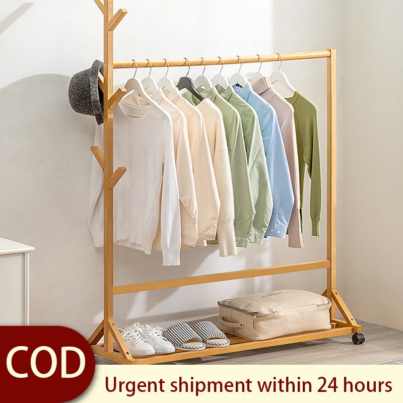 Clothes Rack Bamboo Clothes Rack Organizer Clothes Floor-standing ...