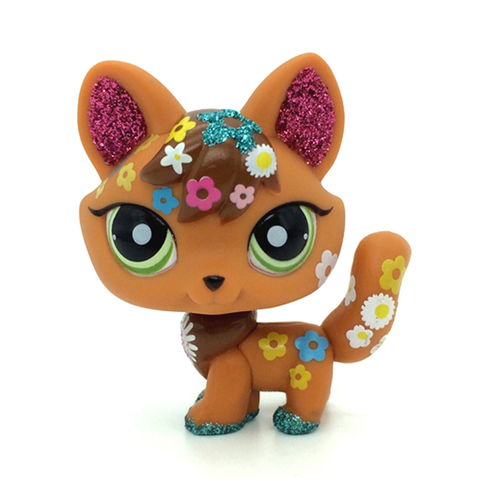 Mini Littlest Pet Shop LPS 2341 Brown Red Sparkle Fox Green Eyes Dog ...