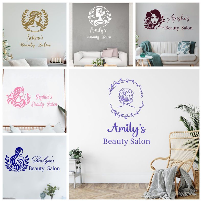 Customized name beauty salon spa stickers, art stickers, Wallpaper ...