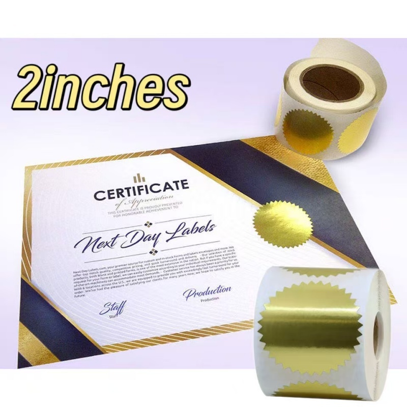 250pcs 2inch Gold Seal Adhesive Round Paper Labels Certificates Golden ...