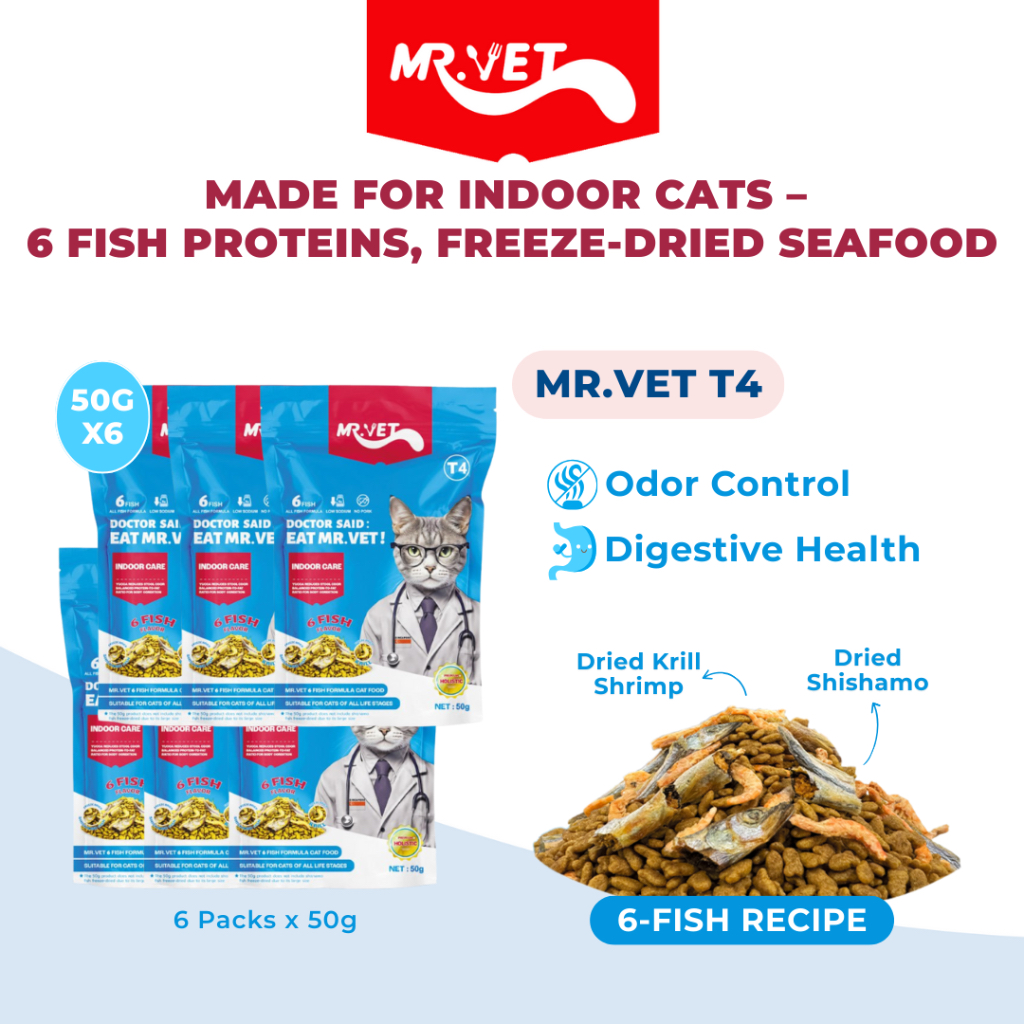 MR.VET T4 Dry Cat Food Combo 6 Packs 50G, holistic formula specially ...
