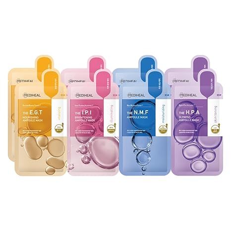 MEDIHEAL THE Ampoule [NMF-Moisturising | IPI-Brightening | HPA-Glowing |EGT-Nourishing ] Mask ...