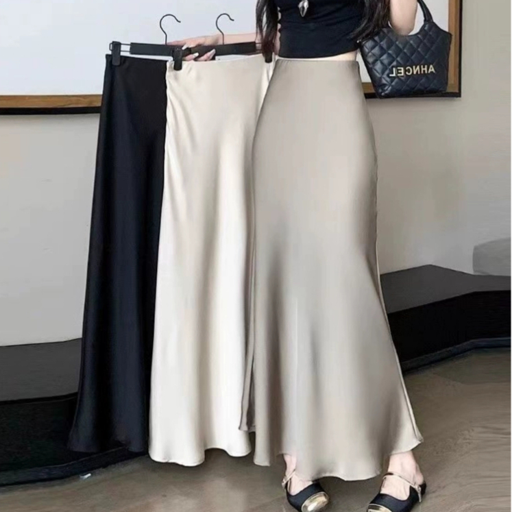 HAVERTER Plus Size S~6XL Midi Skirt for Woman High Waist No Slit ...