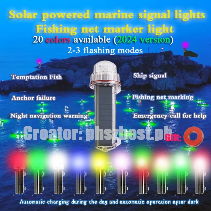 【12H Ship】Sea light Solar Marine signal lights fishing net position ...