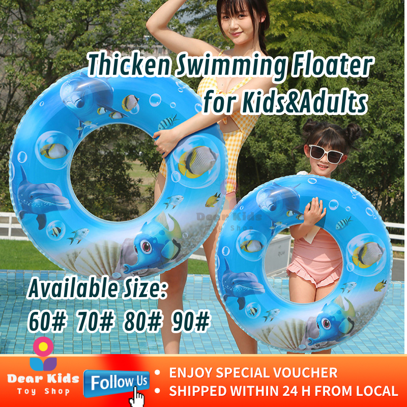 Thicken Cartoon Swimming Rings Inflatable Floater Blue Dolphin ...