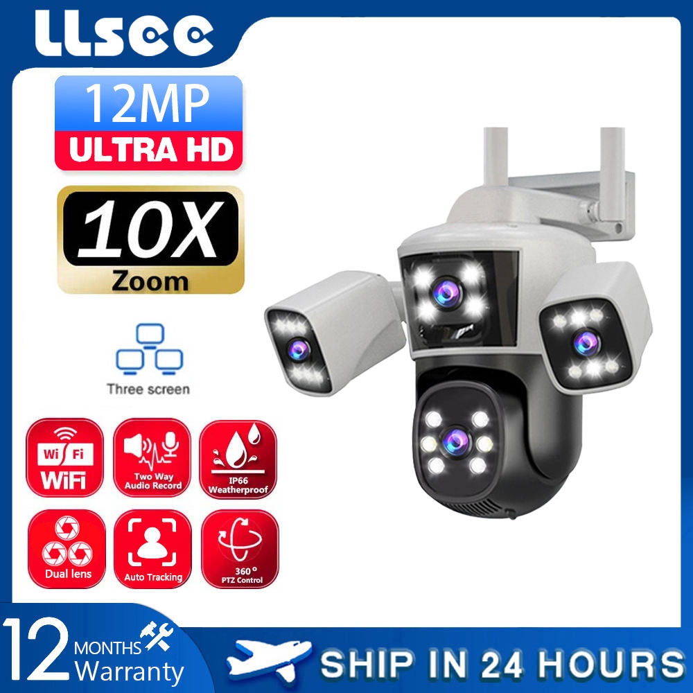 LLSEE 12MP 3 lens 6K 10x zoom outdoor CCTV waterproof wireless WIFI ...