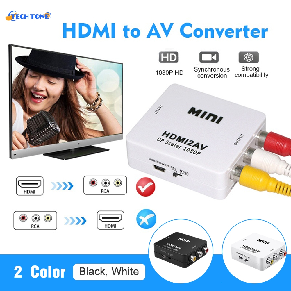 HDMI TO AV (RCA) Converter USB Port AV/CVBS Adapter HD 1080P Mini ...