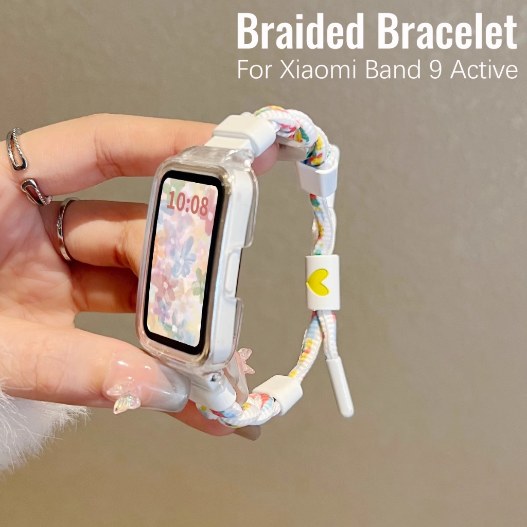 Braided Bracelet Strap + PC Case for Xiaomi Smart Band 9 Active Wristband Fashion Braided Rope ...
