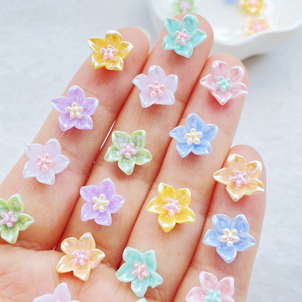 50 colorful mixed resin bright mini flower statues with artistic nails ...