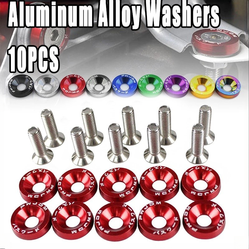 10pcs/Pack M6 JDM Style Fender Washers Aluminum Alloy Washers And Steel ...