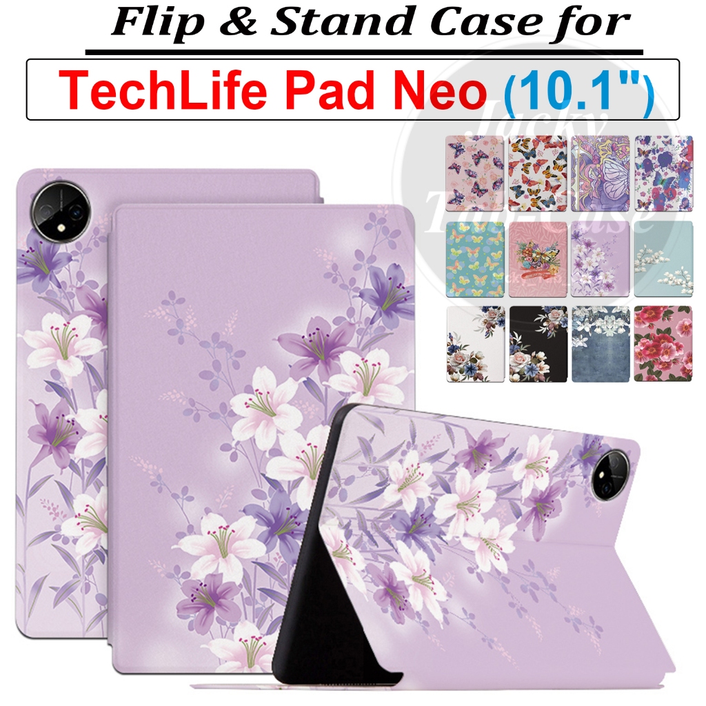 For TechLife Pad Neo Flowers Butterfly Style Pattern Cover, 10.1 ...