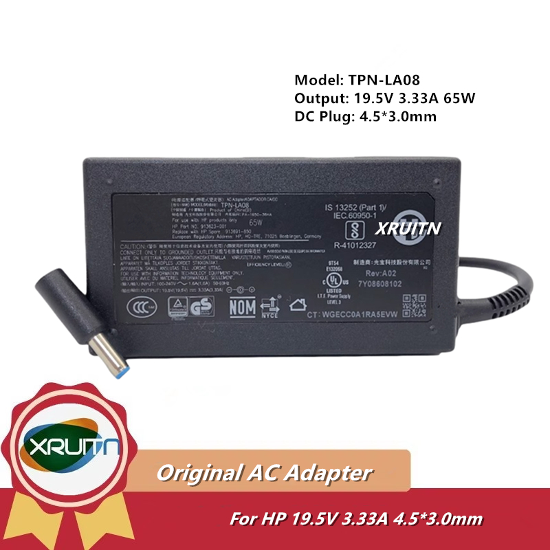 Original 19.5V 3.33A TPN-LA08 TPN-LA16 L25298-001 710412-001 AC Adapter ...