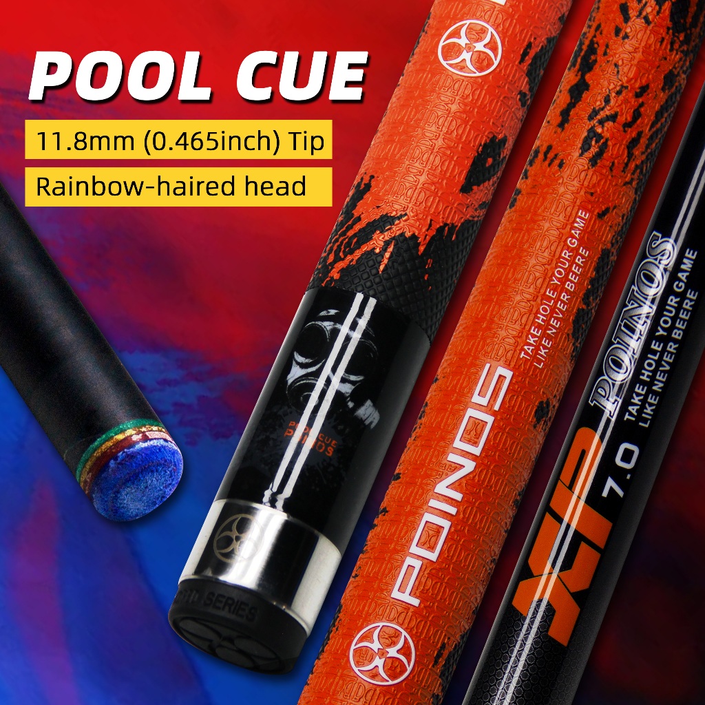 POINOS Pro Carbon 9-Ball Cue | Anti-Slip Grip | Orange Accents | COD ...