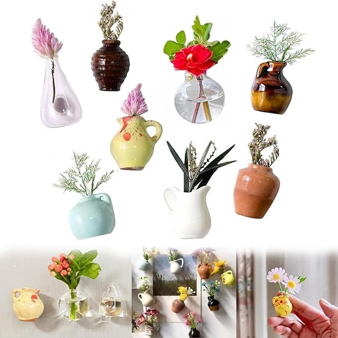 Mini Vase Magnets Mini Ceramic Vase Magnets 3D Ceramic Flower Vase Cute ...
