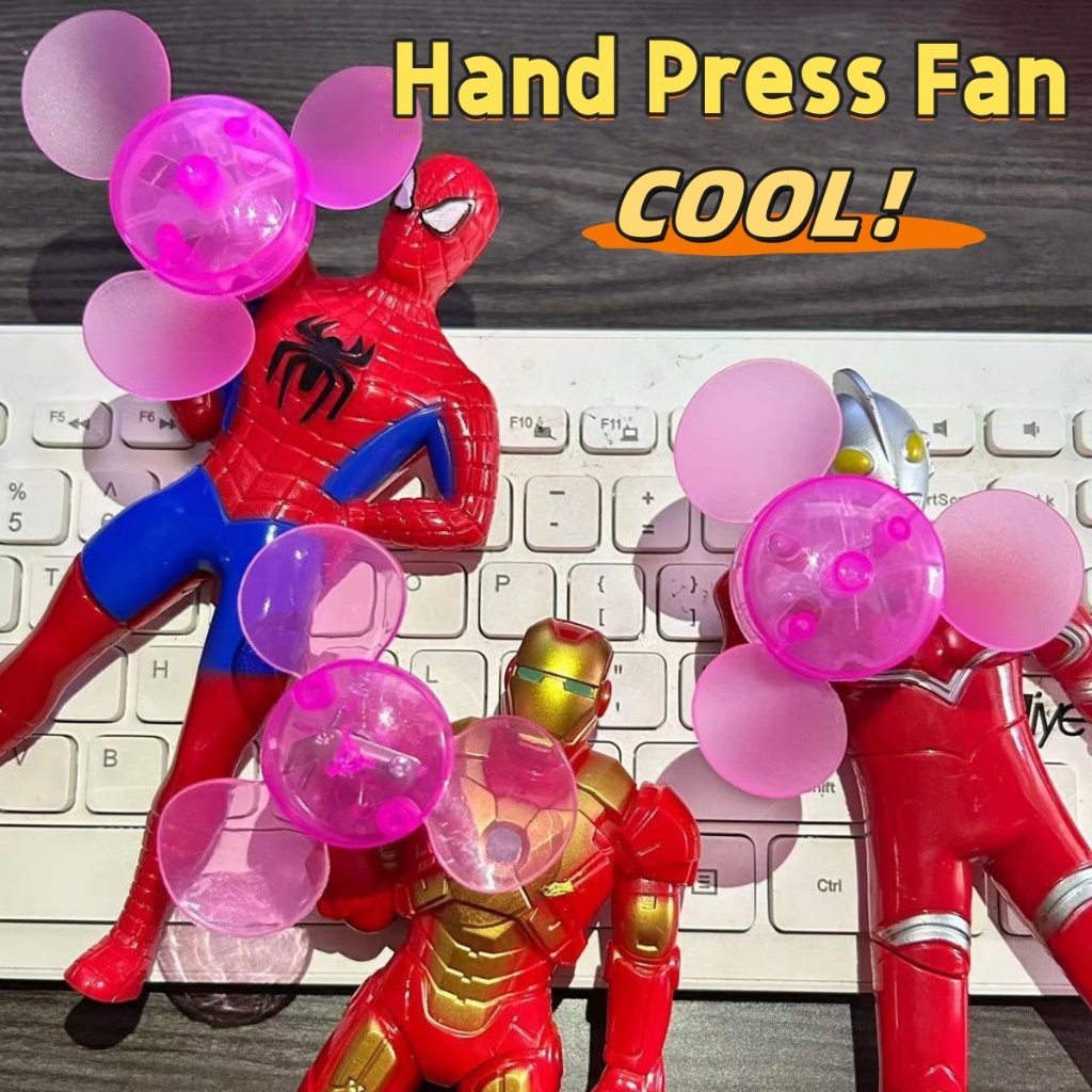 Spiderman Hand Press Handheld Fan Ultraman Toys Manual Press Luminous ...