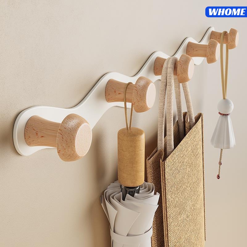 WHOME Wooden Hooks Hook Bathroom Toilet Towel Hook Coat hook Behind the ...
