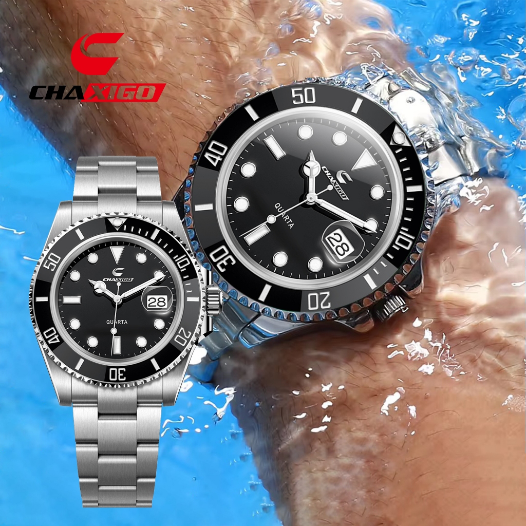 CHAXIGO Men's Watch Luminous Waterproof Role Green Ghost Element Watch ...