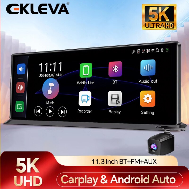 EKLEVA 5K Dash Cam 11.3" Touch Screen Car Camera 5G WiFi Wireless ...