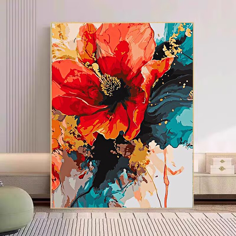 【ORFON】40×50cm canvas painting/paint by numbers/flowers/diy painting/living room wall decoration ...