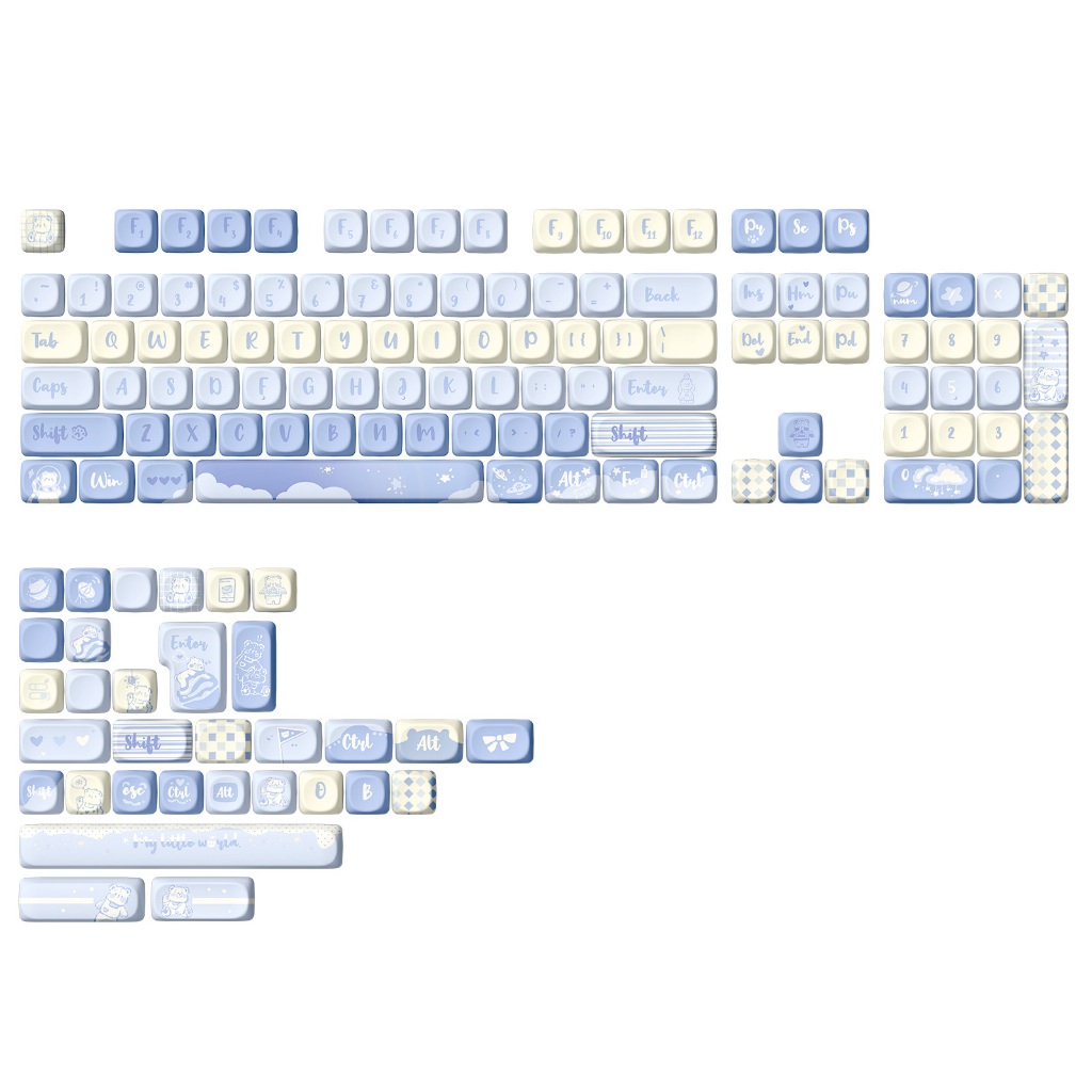 YUNZII 132 Keys MOA Keycaps, Dye-Sublimation PBT Custom Keycap Set for ...