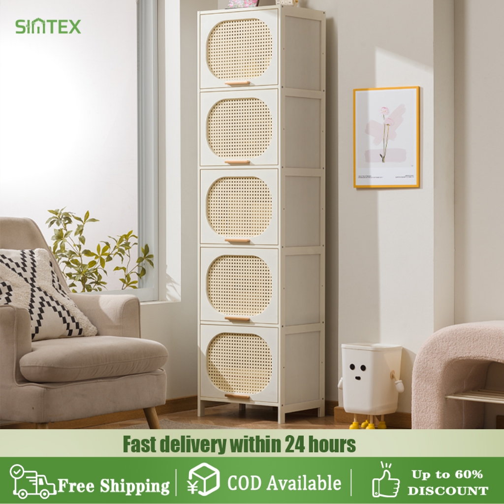 Bamboo Storage Rack With Cover Shoe Cabinet Rattan Door Locker Bookcase ...
