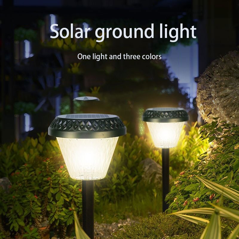 LED Solar Ground Light 3 Colors Hexagon Circular Lamp Remote Control ...