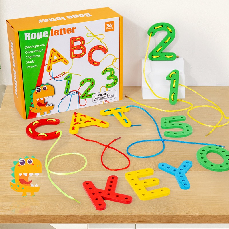 Lacing Alphabet - Uppercase ,26 Letters ,10 Numbers, 8 Laces ,Threading ...