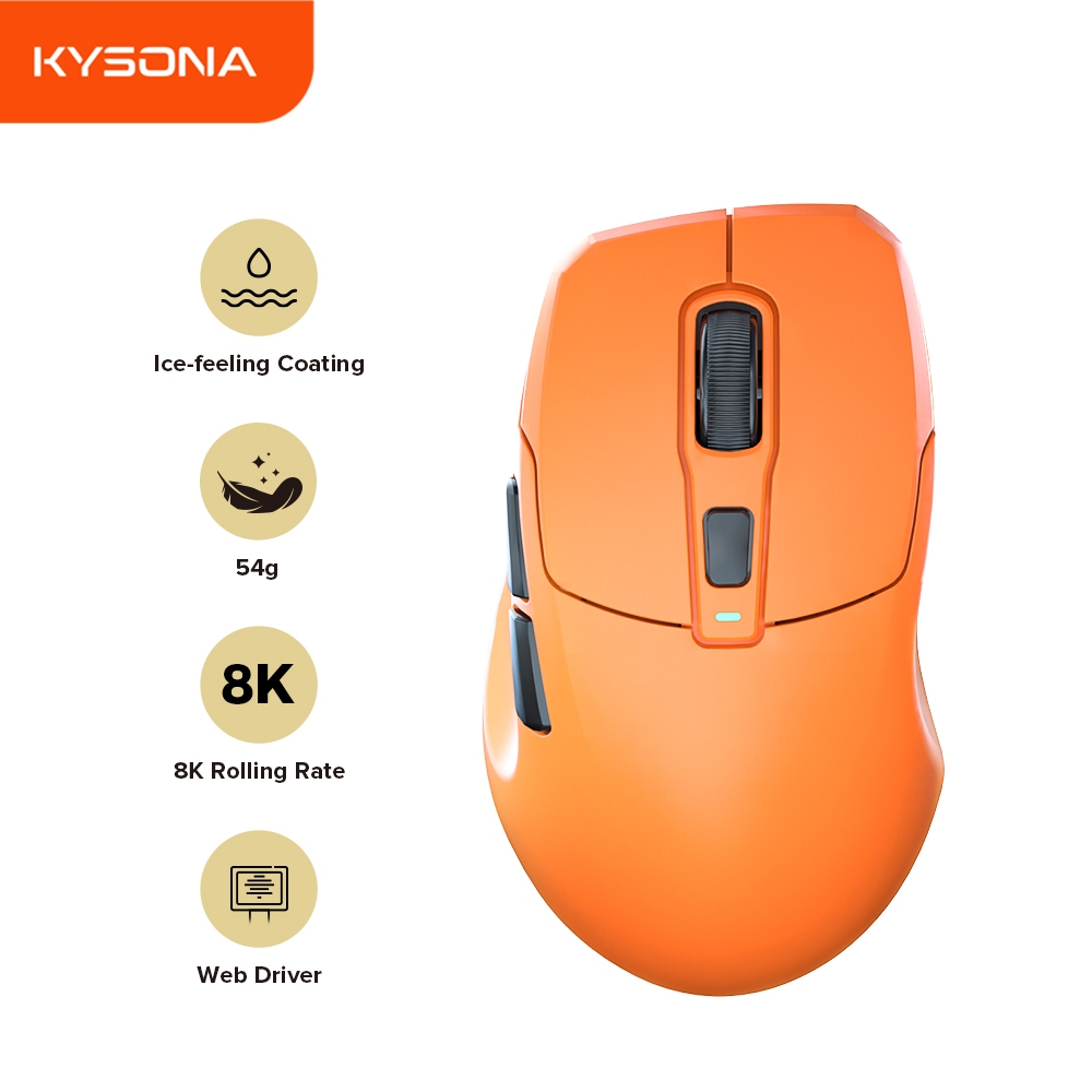 KYSONA URANUS PRO 8K Hz Wireless Gaming Mouse PAW3395 Ultra-lightweight 54g Ice Feeling Coating ...