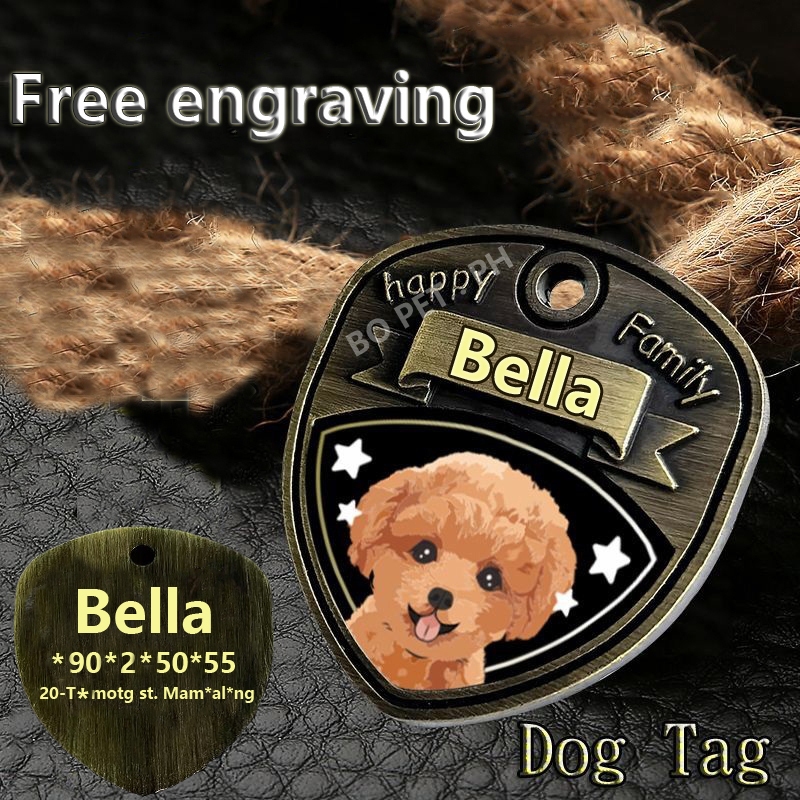 Personalized Pet ID Tags Copper Customized Name Dog Tag Poodle Labrador ...