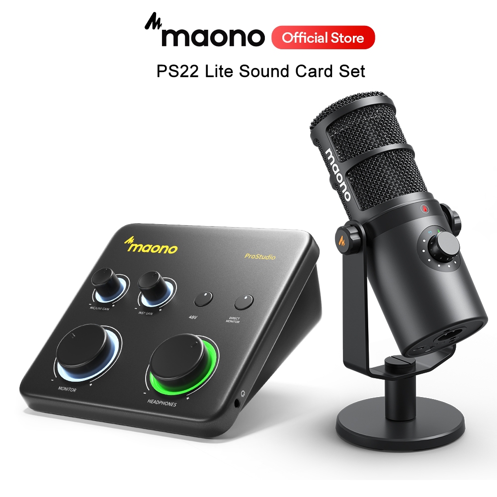 Maono PS22-Lite+PD400X Audio Interface PC Sound Card Dynamic Microphone ...