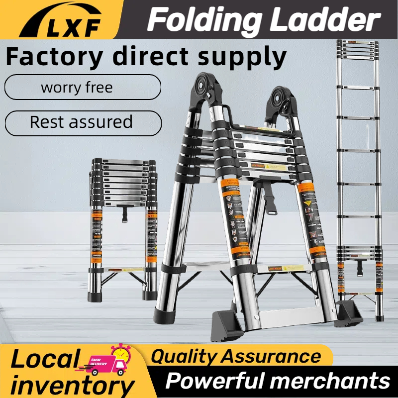 Stainless Steel Telescopic Ladder Portable Household Folding Ladder ...