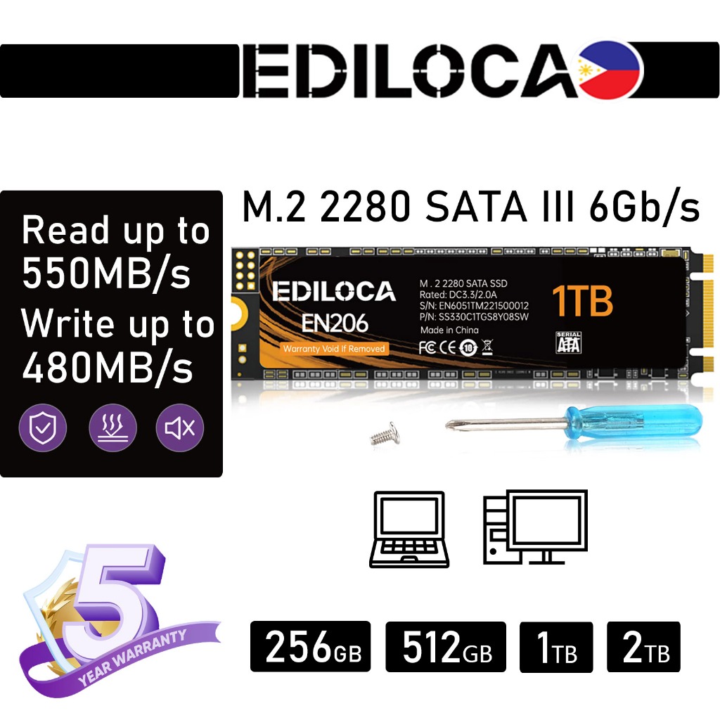 Ediloca EN206 250GB 256GB 512GB 1TB 2TB M.2 2280 SATA III 6Gb/s SSD ...