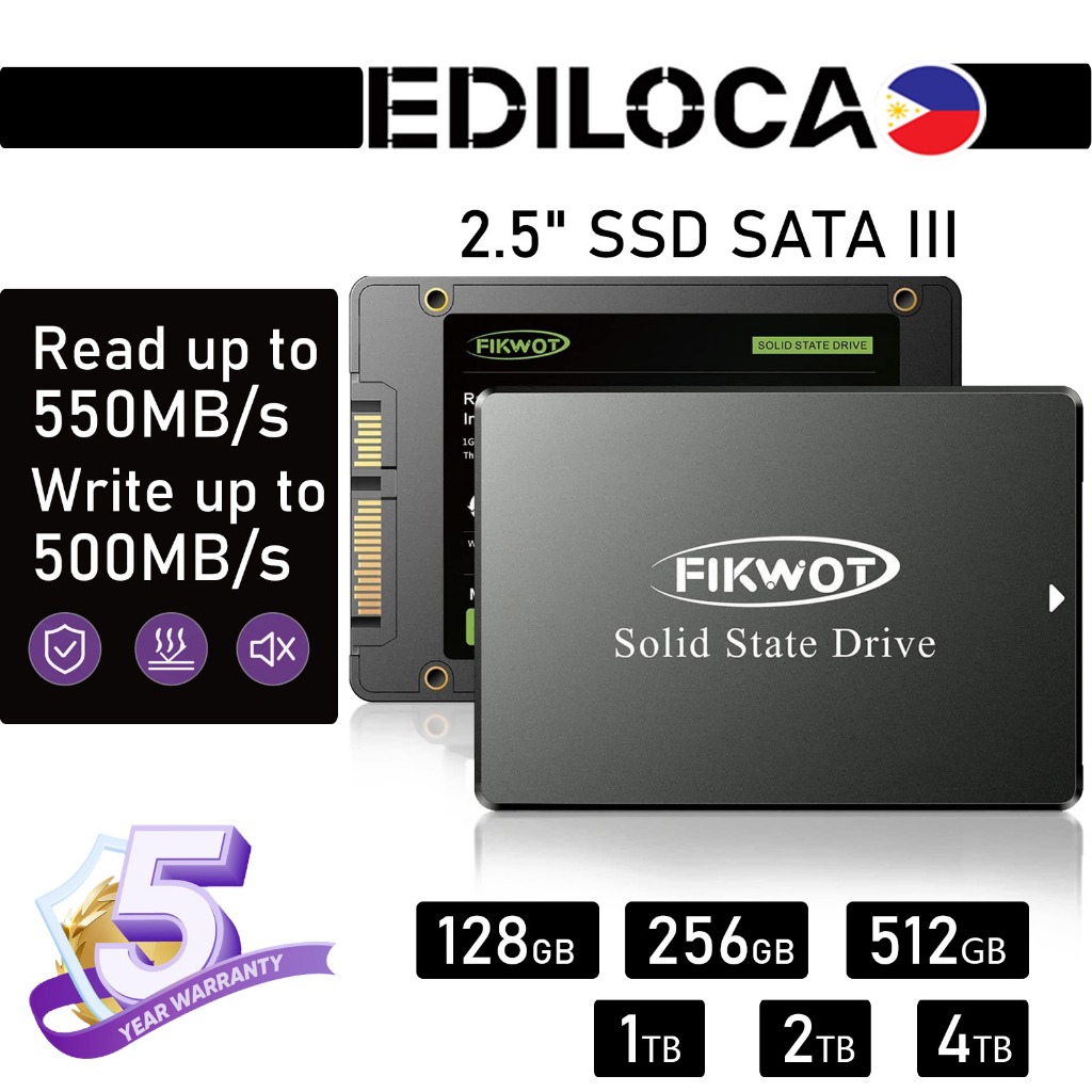 EDILOCA ES106 Internal SSD SATA III (2.5"/128GB/256GB/512GB)3D NAND TLC ...