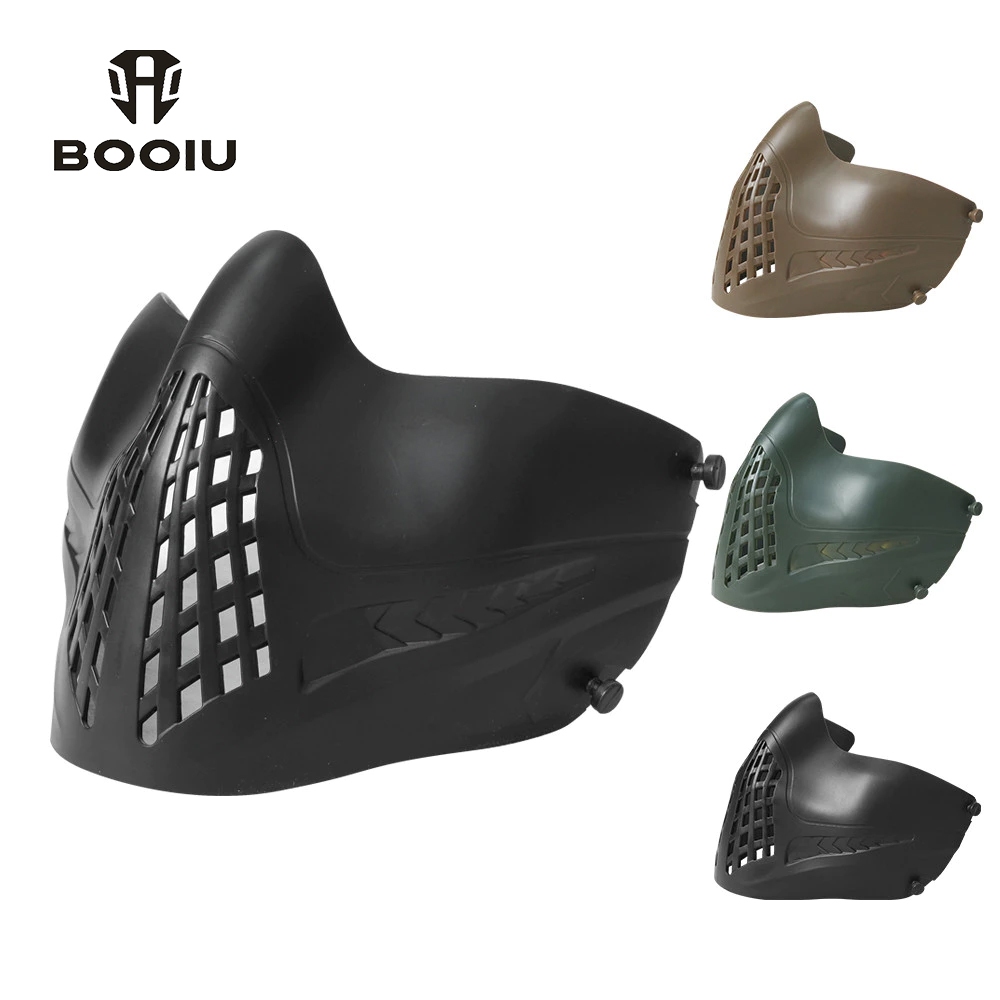 BOOIU Tactical Half Face Airsoft Mask Nylon Mesh Double Ribbon ...