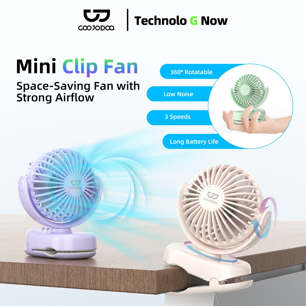 GOOJODOQ Desktop Fan Mini Portable 360-Degree Adjustable Rechargeable ...