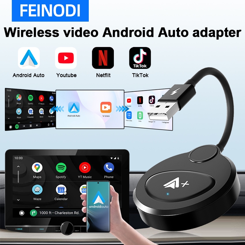 FEINODI Wireless CarPlay/Android Auto adapter ay nagko-convert na wired ...