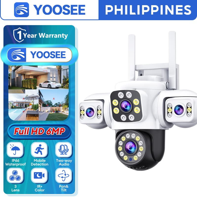 Yoosee Y40 3 Lens 3 Screens CCTV Camera 6MP 360 Wireless Wifi Outdoor IP66 Waterproof Full Color ...
