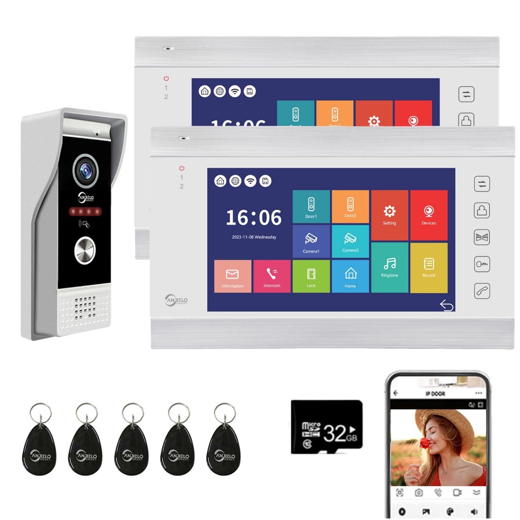 ANJIELO 1080P/FHD Tuya Smart 7 inch Screen with WideDoorbell Video Door ...