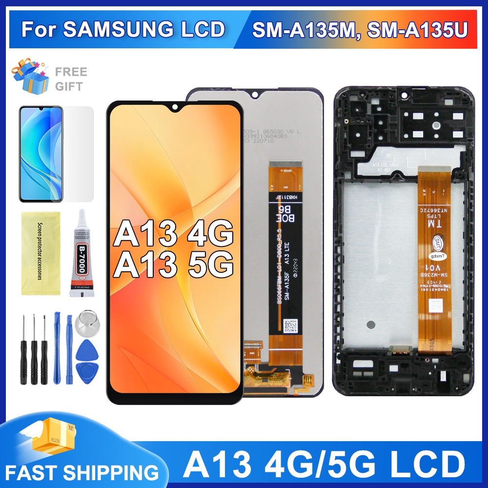 IPS LCD For Samsung Galaxy A13 4G A135 / A13 5G A136 LCD Display Digital Touch Screen with Frame ...