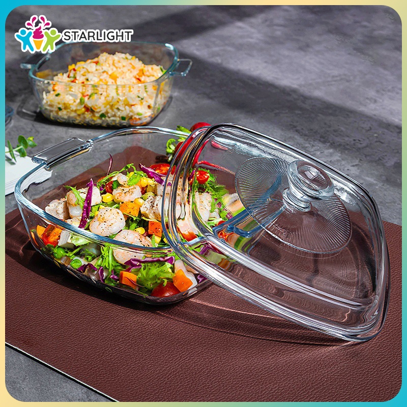 STARLIGHT Microwaveable Square Tempered Bakeware Glass Transparent with ...