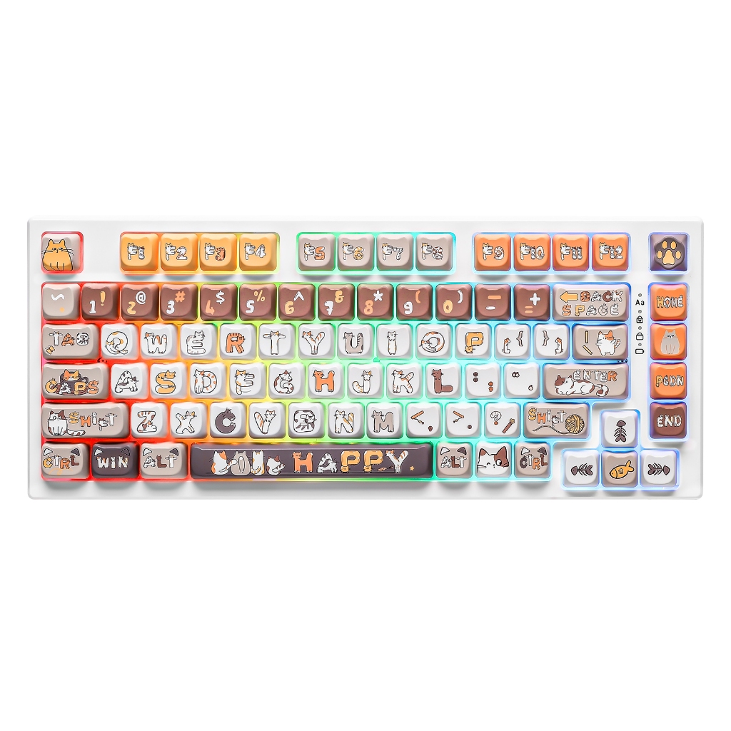 YUNZII Cats PBT Keycaps, 141-key 5-side Dye Sublimation MAO Profile ...