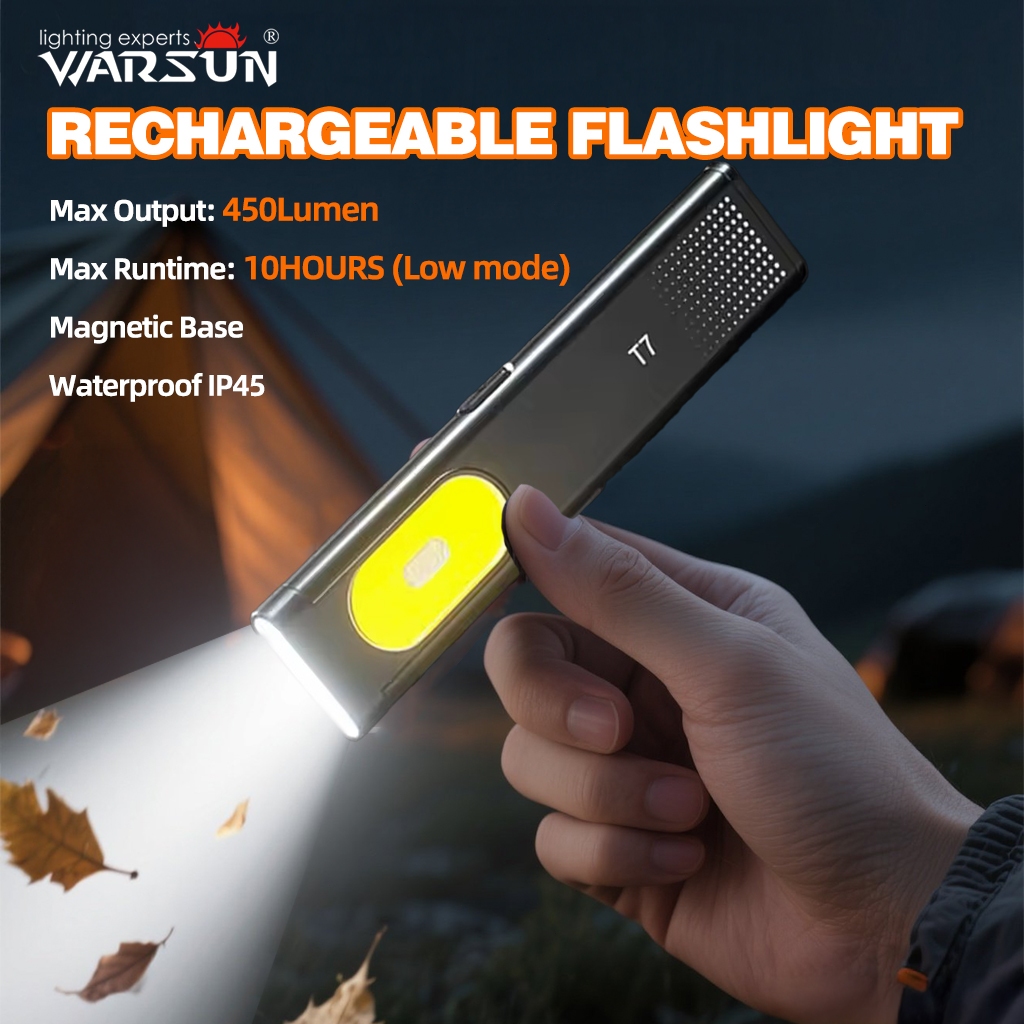 Warsun T7 Mini Flashlight 650LM IPX4 Waterproof, 450mAh Rechargeable ...
