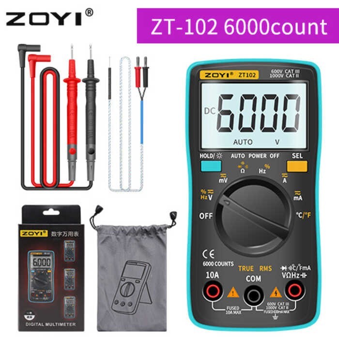 ZT109 Mini 9999 Counts Auto Ranging Digital Multimeter AC/DC Voltage ...