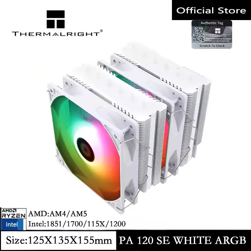 Thermalright PA120 SE White Radiator CPU Air Cooler 6 Heat Pipes ...