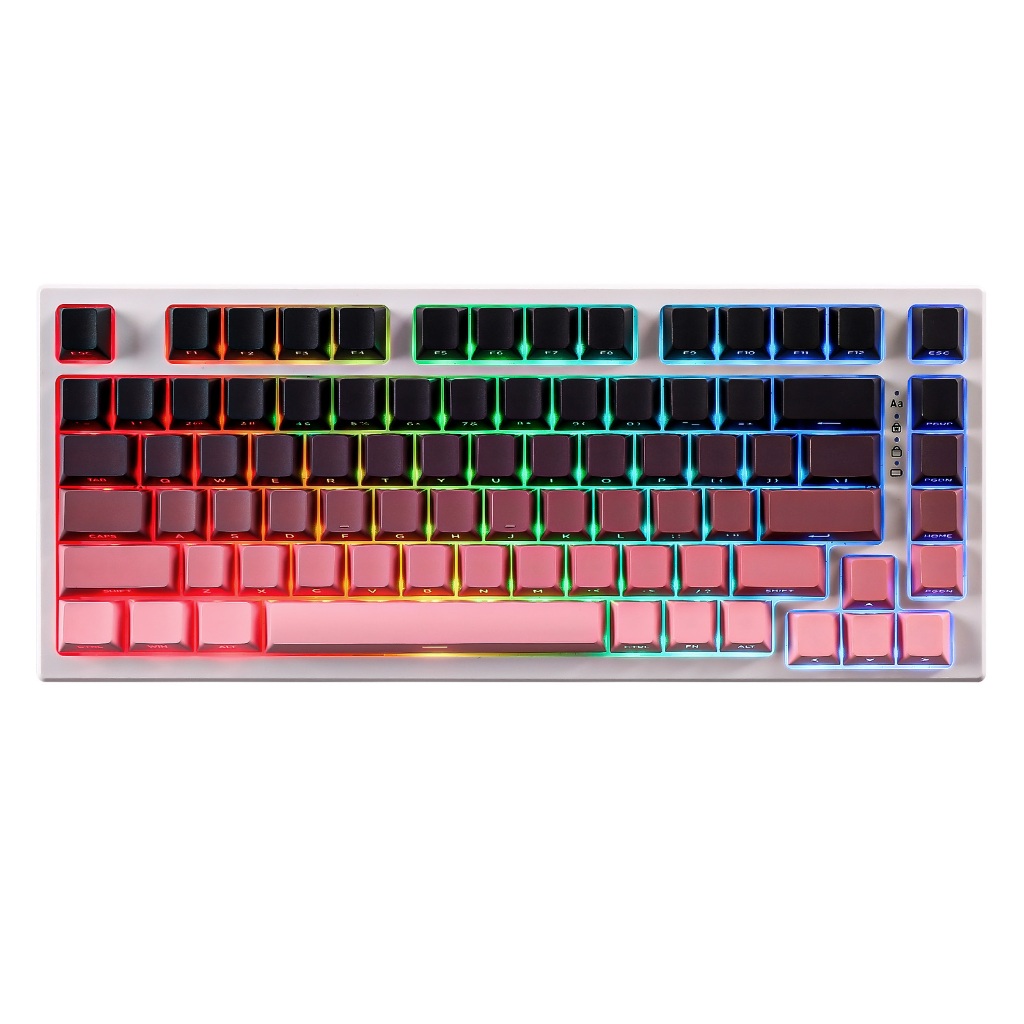 YUNZII Gradient Black Pink PBT Keycaps, 128-key 5-side Dye Sublimation ...