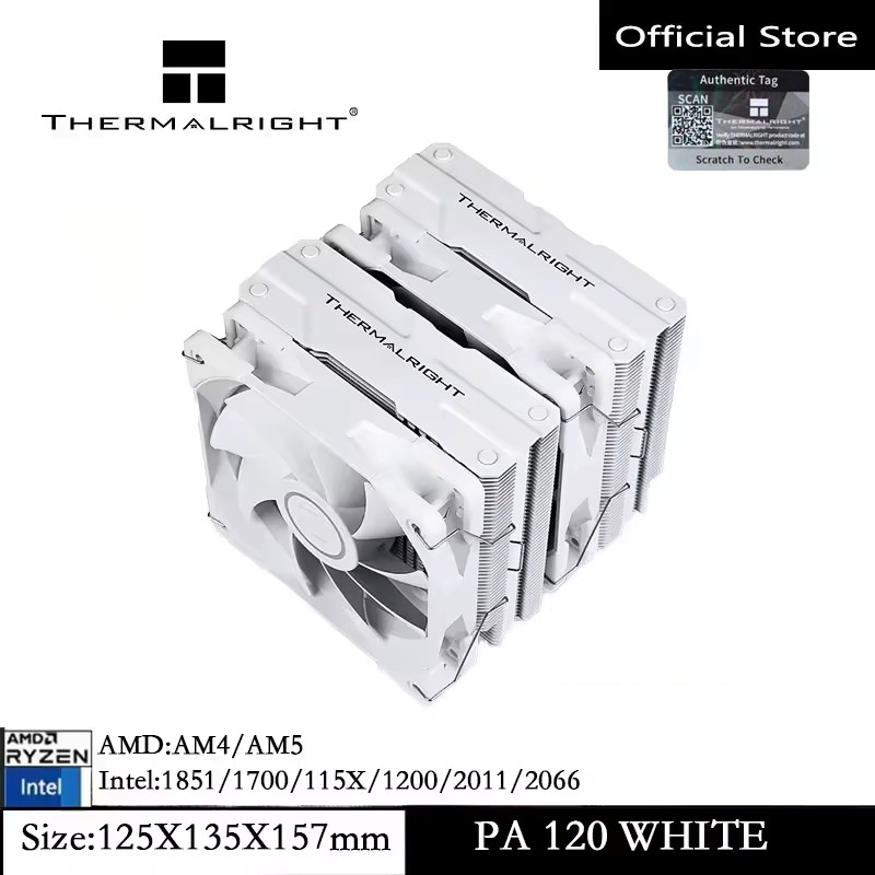 Thermalright PA120 White CPU Air Cooler 6 Heat Pipes Cooling Radiator ...