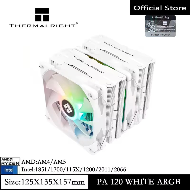 Thermalright PA120 White ARGB CPU Air Cooler 6 Heat Pipes Cooling ...