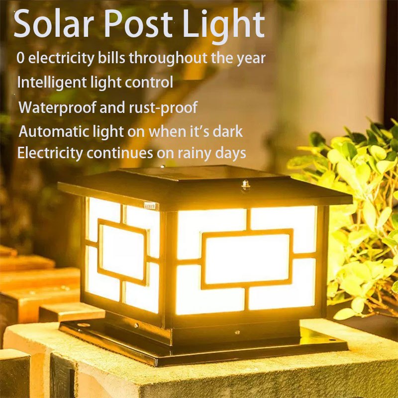 LED Solar Post Lights Remote Control Pillar Light 4 Colors 15/20/25cm ...